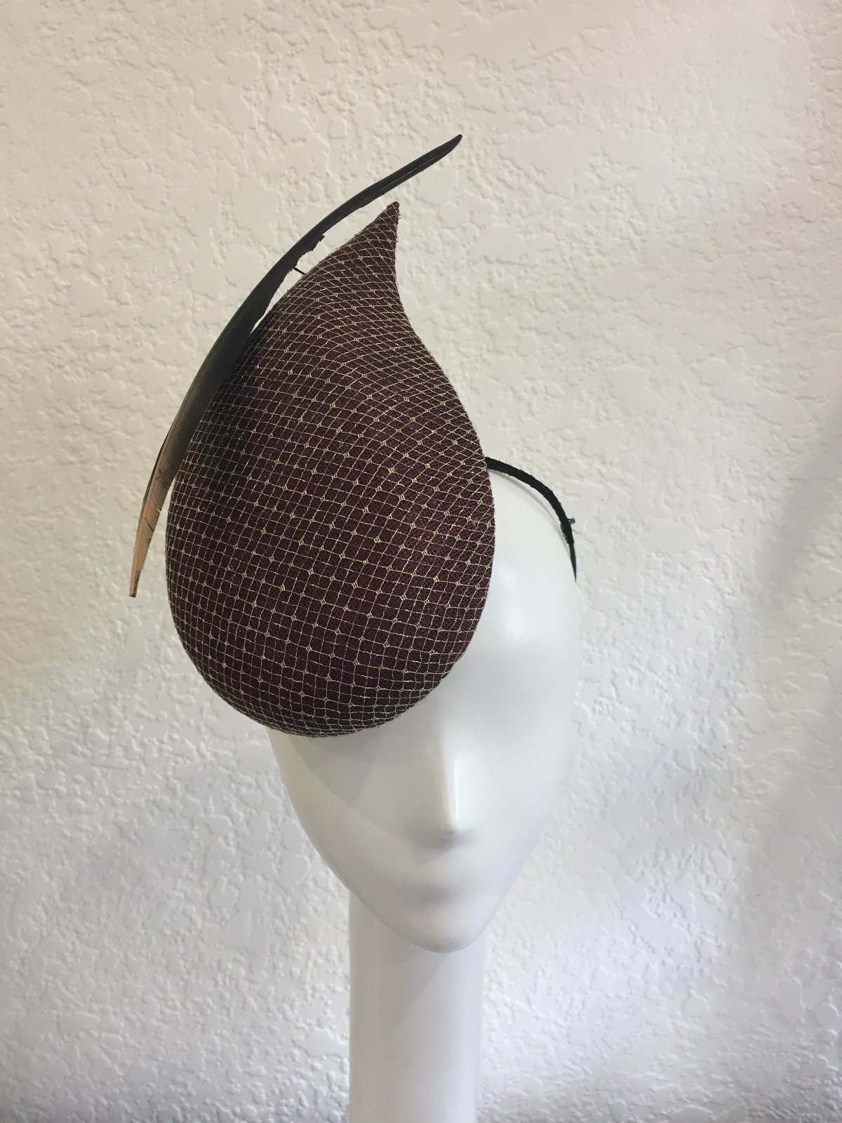 Burgundy teardrop percher - Millinery Market