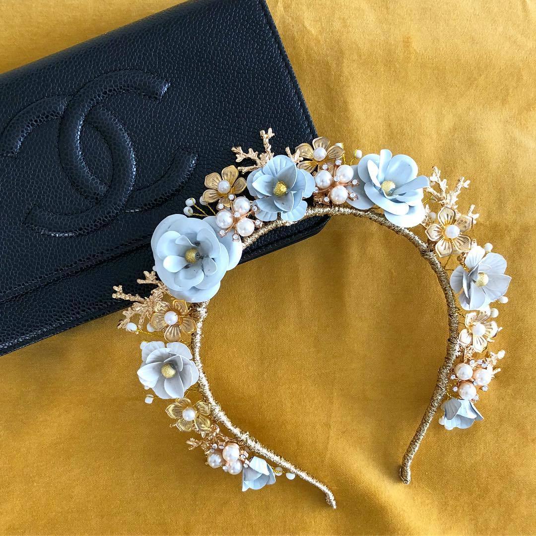 'Emma' White and Gold Embellished Headband - Millinery Market
