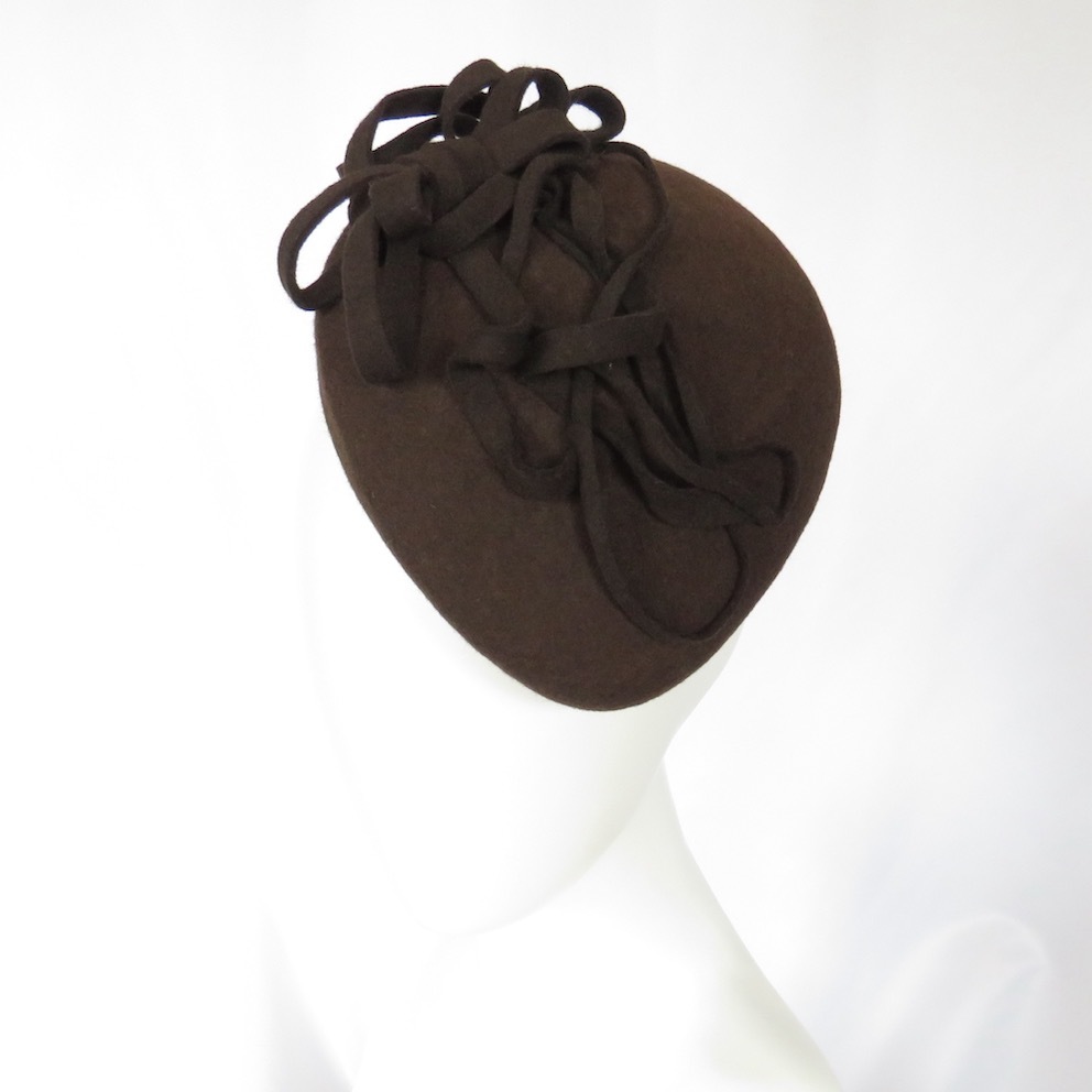 Chocolate Brown Wool Felt Mini Beret - Millinery Market